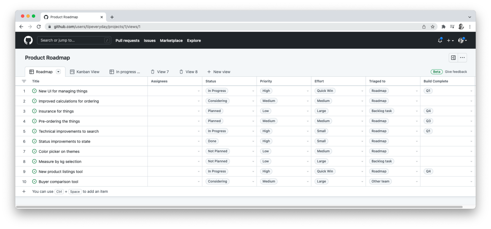 Github for Product Roadmaps - MASONIRL