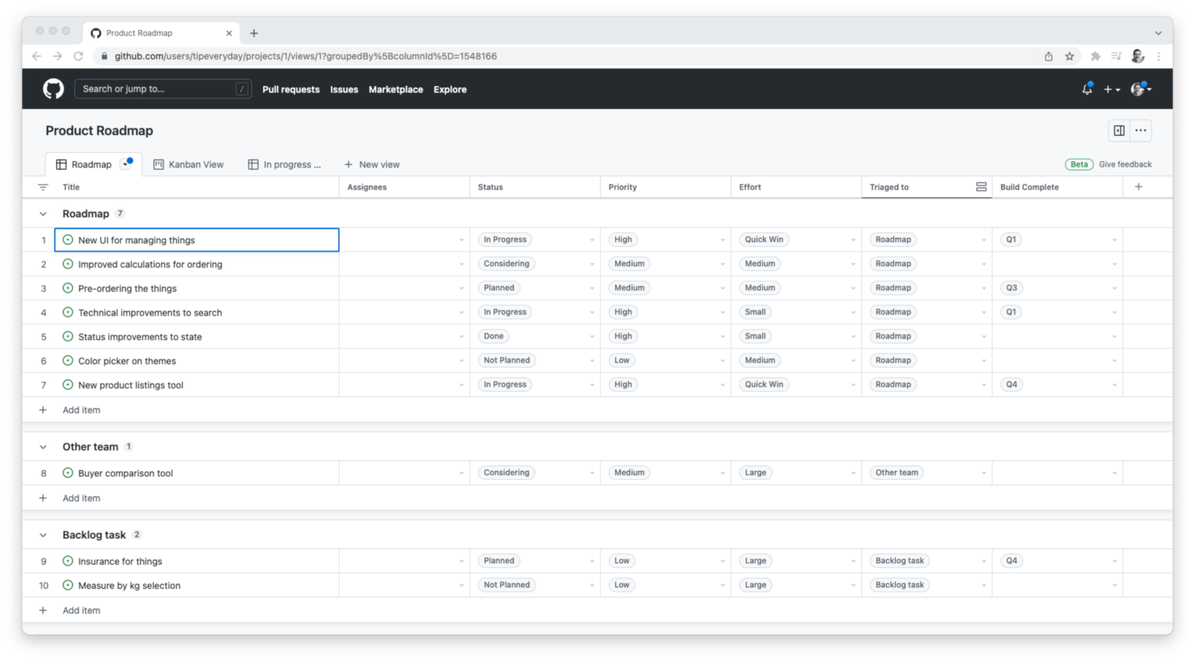 Github for Product Roadmaps - MASONIRL